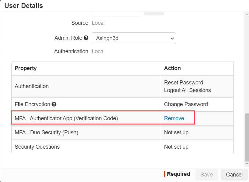 Configuring Authenticator app (verification code)